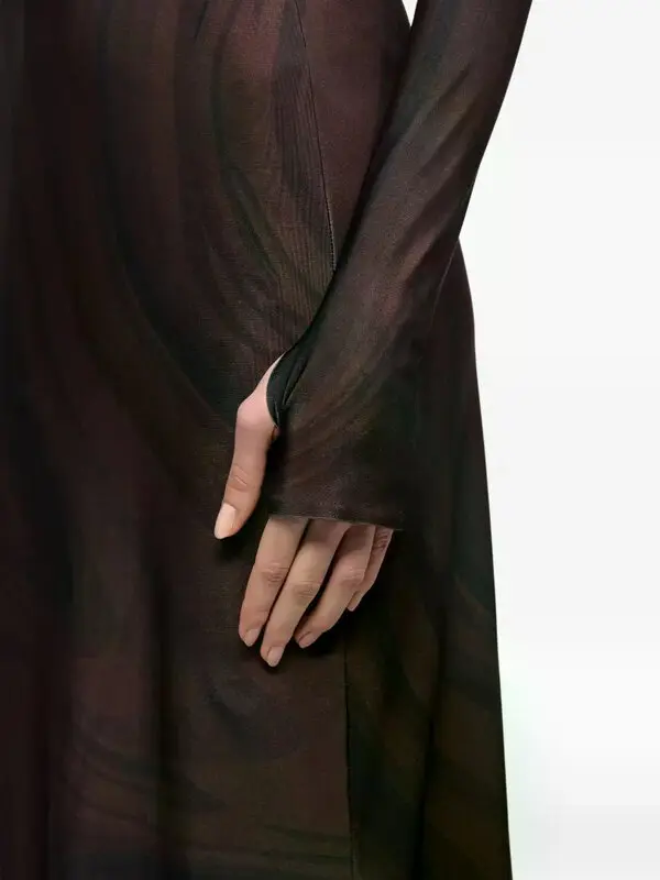 ATU BODY COUTURE One-shoulder Swirl Print Maxi Dress