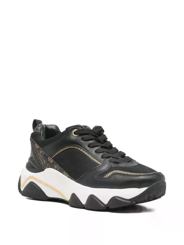 Guess Logo Pattern Lace-up Sneakers - Black