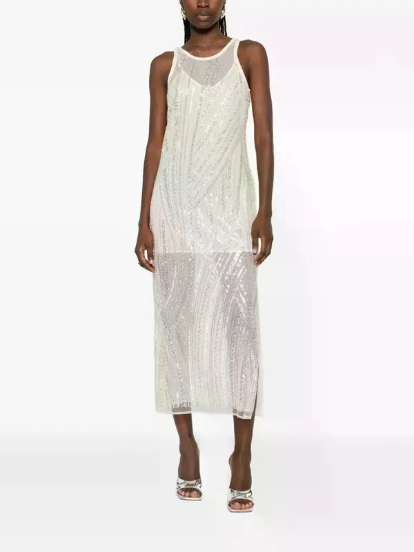 Patrizia Pepe Embroidered Midi Dress With Crystal Embellishments