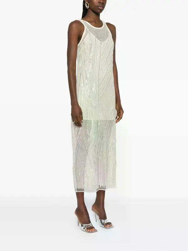 Patrizia Pepe Embroidered Midi Dress With Crystal Embellishments