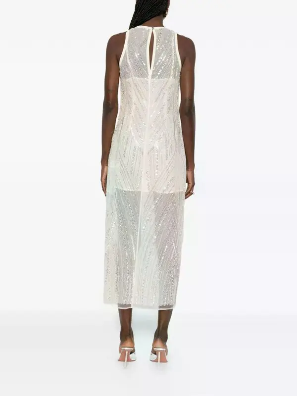Patrizia Pepe Embroidered Midi Dress With Crystal Embellishments