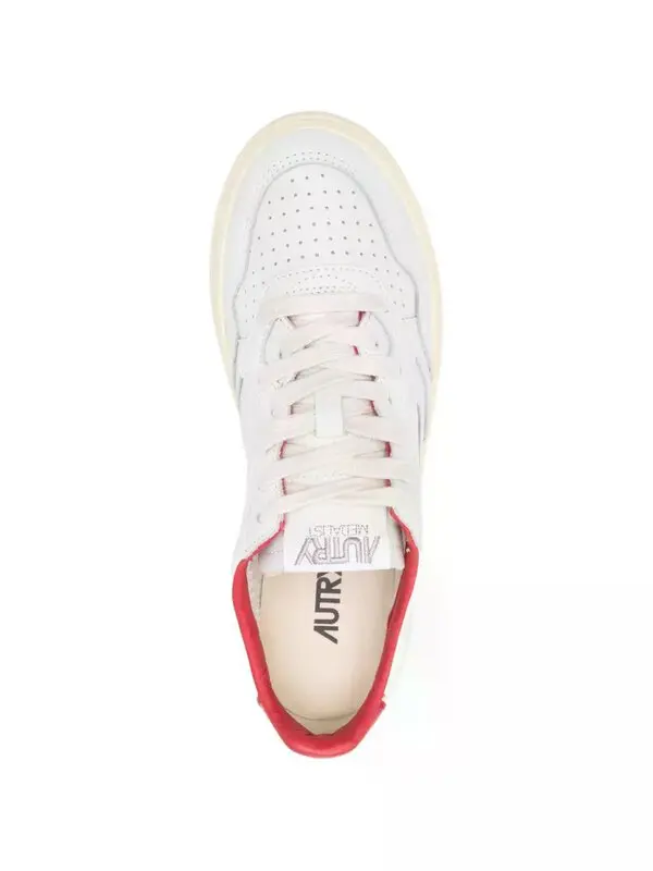 AUTRY Leather Lace-up Sneakers With Red Heel Detail