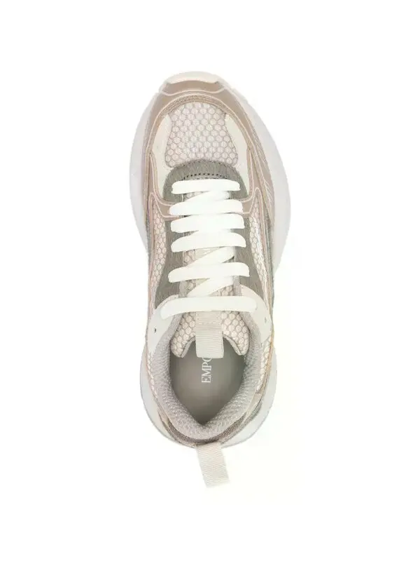 Emporio Armani Leather Sneakers - Neutrals