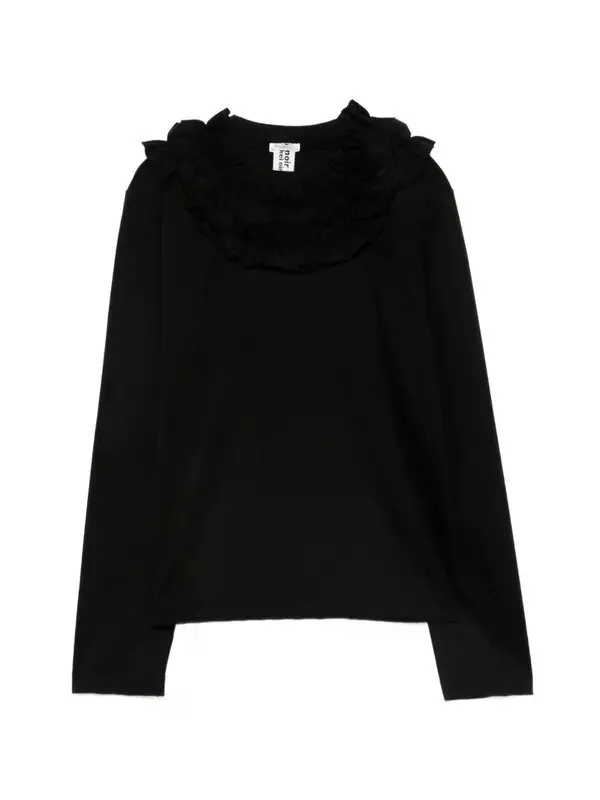 Noir Kei Ninomiya Ruffled Collar Long Sleeve T-shirt - Black