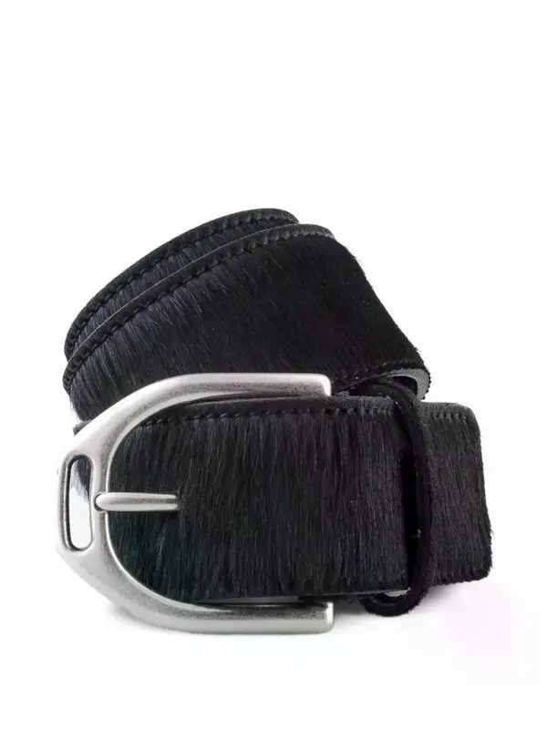 MOLEBO Pony Hair Belt With Silver-tone Buckle