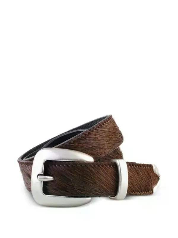 MOLEBO Fur Buckle Belt - Brown