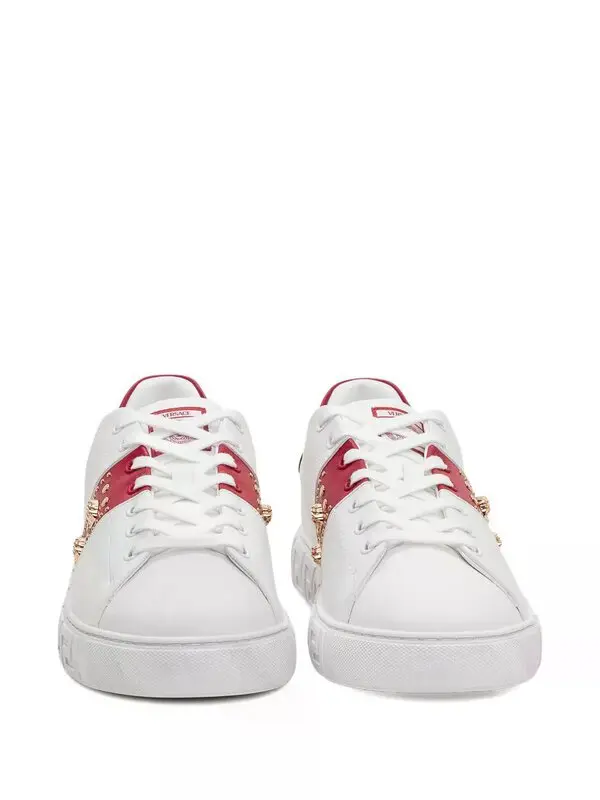 Versace Greca Embellished Lace-up Sneakers - White