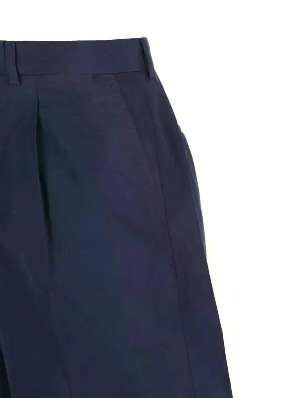 Prada Pleated Cotton Cropped Trousers