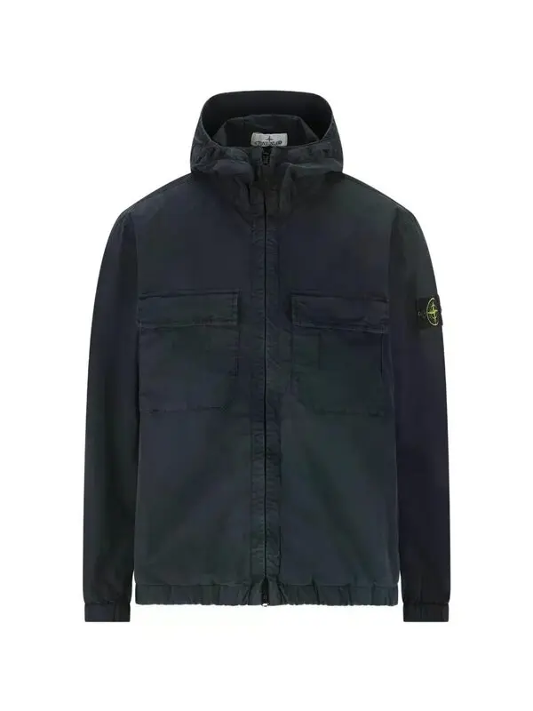 Stone Island Hooded Jacket With Chest Pockets - Black