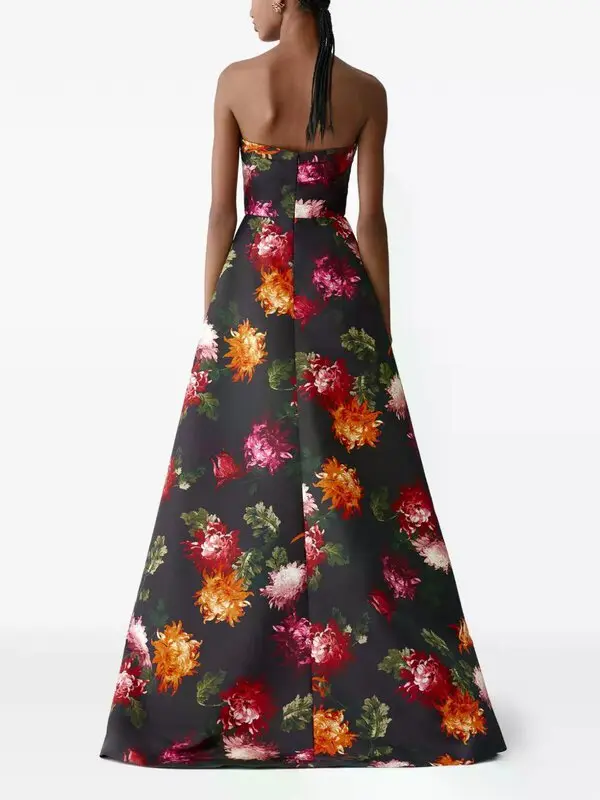 Carolina Herrera Chrysanthemum-print Strapless Maxi Dress