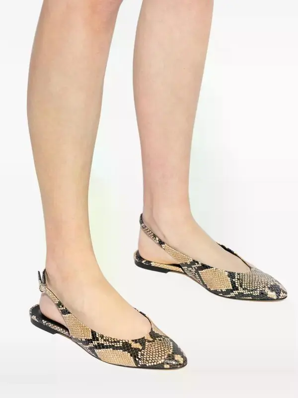 AeydĒ Snake-pattern Flat Pumps - Neutrals