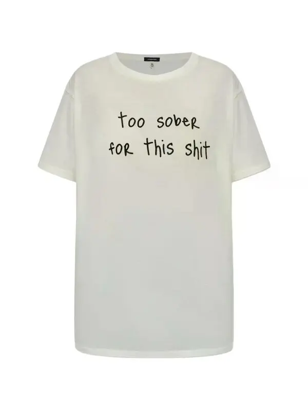 R13 Text Print Round Neck T-shirt - White