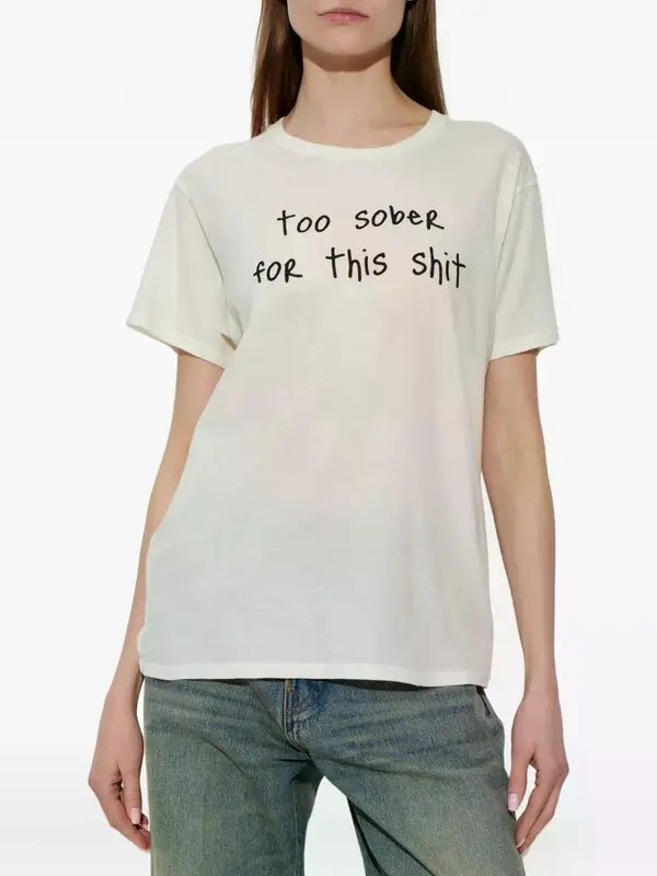 R13 Text Print Round Neck T-shirt - White