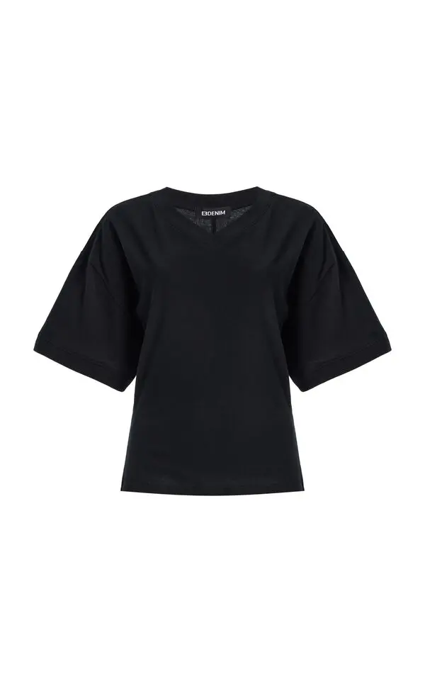 EB DENIM Eero V-neck Cotton T-shirt - Black