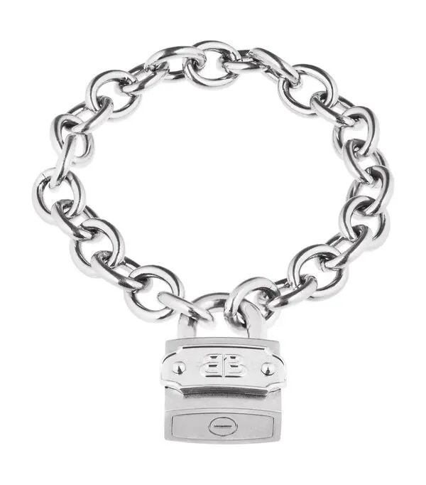 Balenciaga Bb Padlock Chain Bracelet - Black