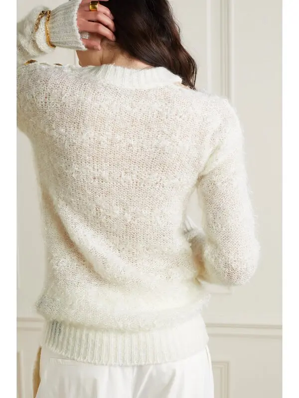 Balmain Metallic Button-embellished Mohair-blend Sweater