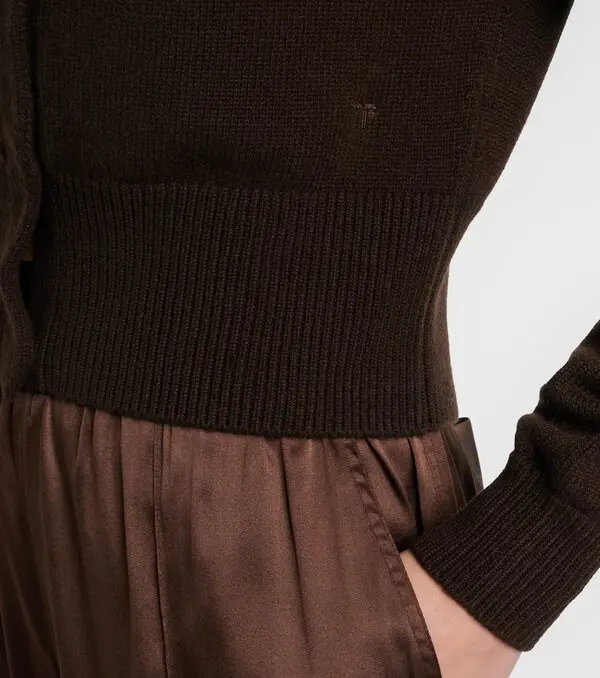 TOM FORD Off-shoulder Cashmere Cardigan - Brown