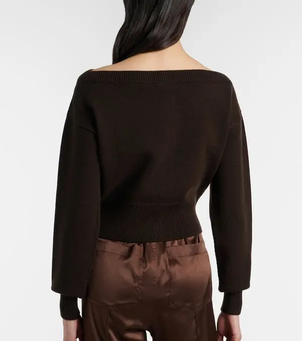 TOM FORD Off-shoulder Cashmere Cardigan - Brown