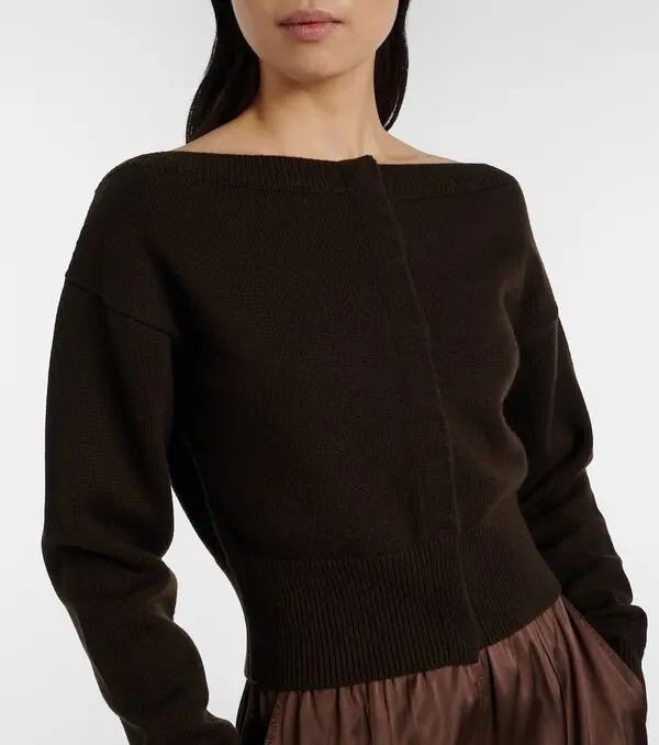 TOM FORD Off-shoulder Cashmere Cardigan - Brown