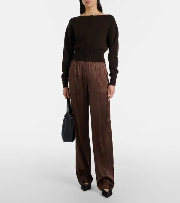 TOM FORD Off-shoulder Cashmere Cardigan - Brown