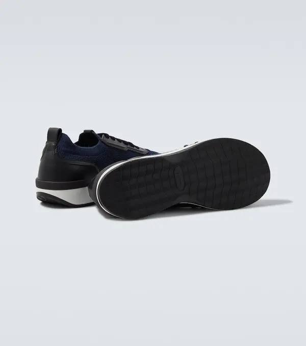 Brioni Knitted Sneakers With Leather Trim