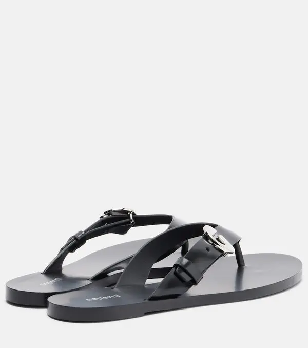 Coperni Leather Thong Sandals With Logo Detail - Black