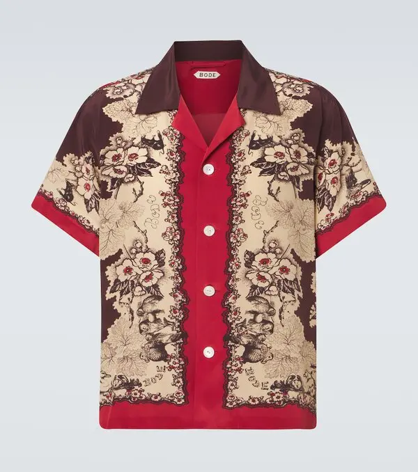 BODE Printed Silk Bowling Shirt