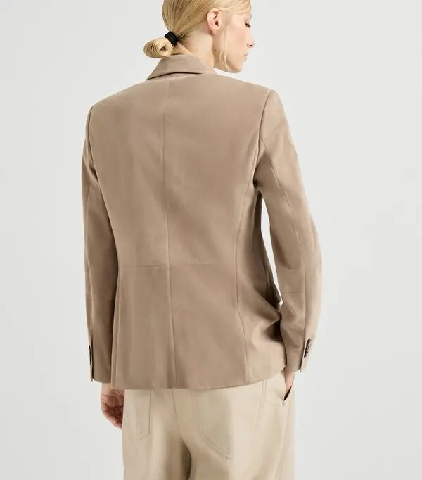 Brunello Cucinelli Suede Blazer With Monili Detailing