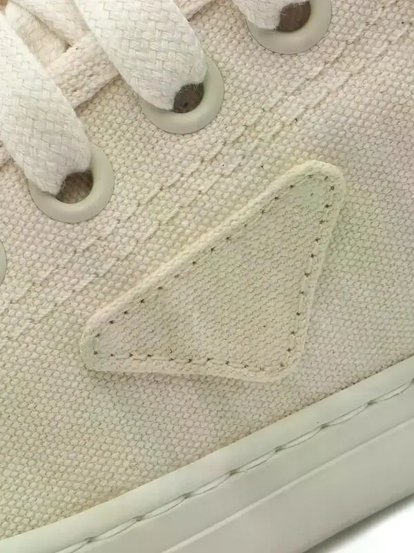 Prada Canvas Triangle Logo Lace-up Sneakers