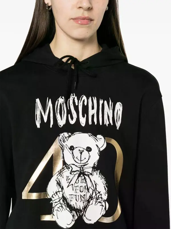 Moschino Teddy Bear Print Cotton Hoodie