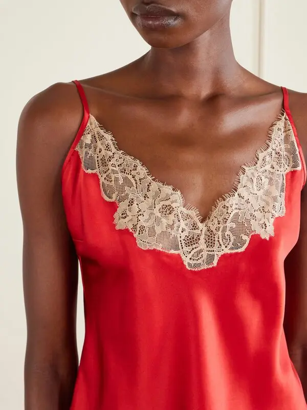 Kiki De Montparnasse Silk-satin Camisole With Lace Trim