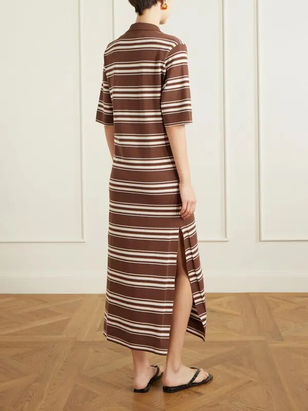 Faithfull The Brand Santiago Striped Cotton-blend Midi Dress - Brown