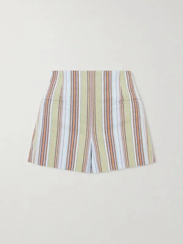 Faithfull The Brand Aurora Striped Cotton And Linen-blend Shorts - Blue