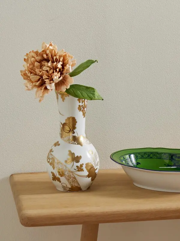 GINORI 1735 Tulip Gold-plated Porcelain Vase