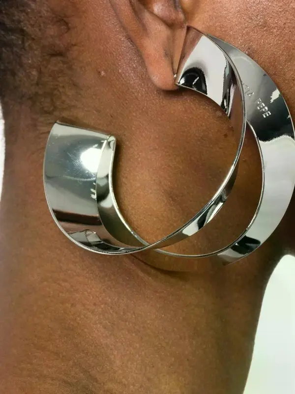 Patrizia Pepe Tone Hoop Earrings With Logo Engraving
