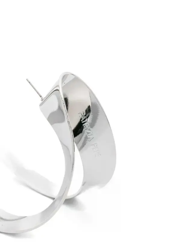Patrizia Pepe Tone Hoop Earrings With Logo Engraving