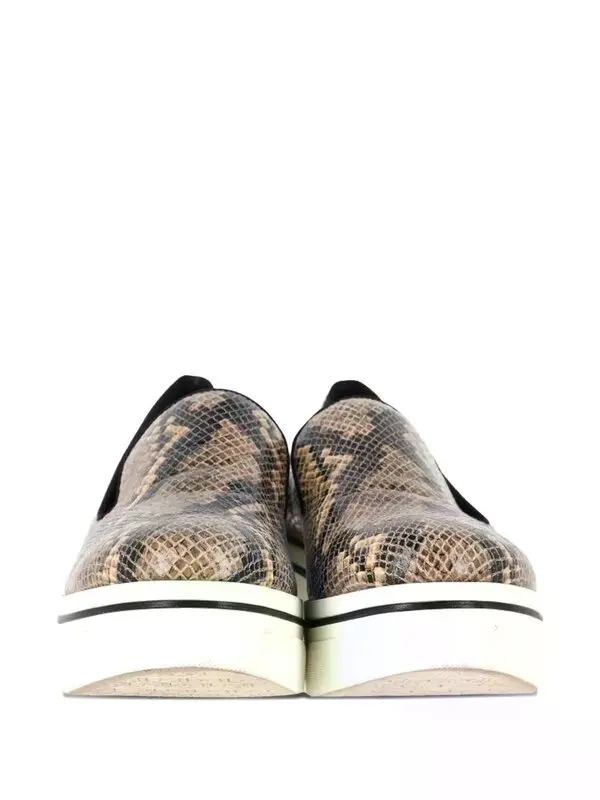 Stella McCartney Snakeskin Embossed Platform Sneakers - Brown