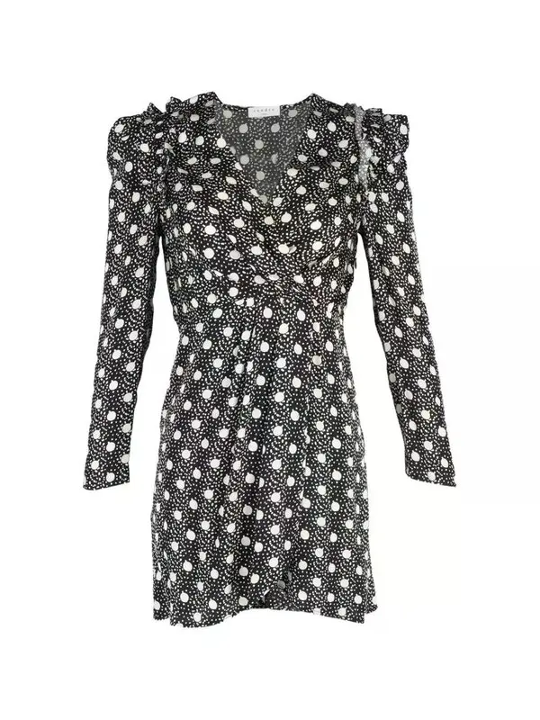 Sandro Polka Dot Long Sleeve V-neck Dress