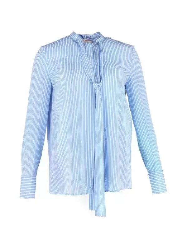 Valentino Garavani Striped Tie-neck Shirt - Blue