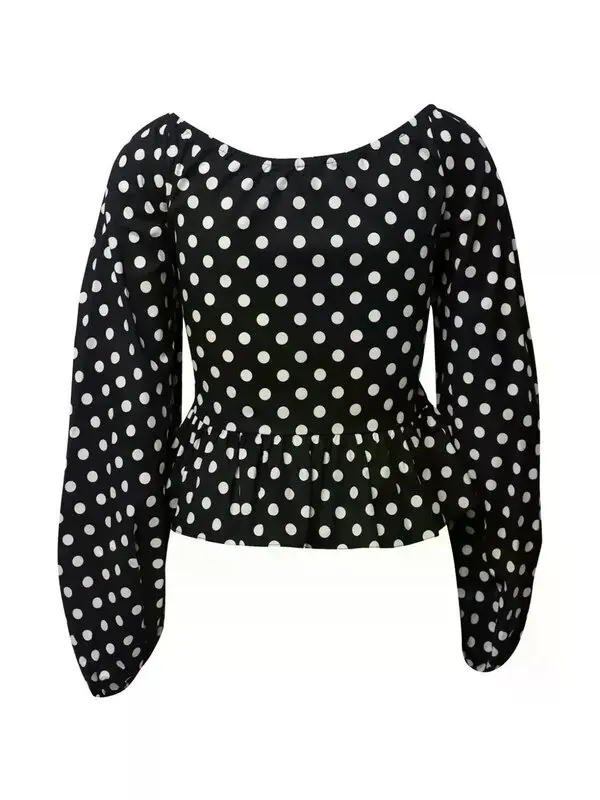 Caroline Constas Polka Dot V-neck Blouse
