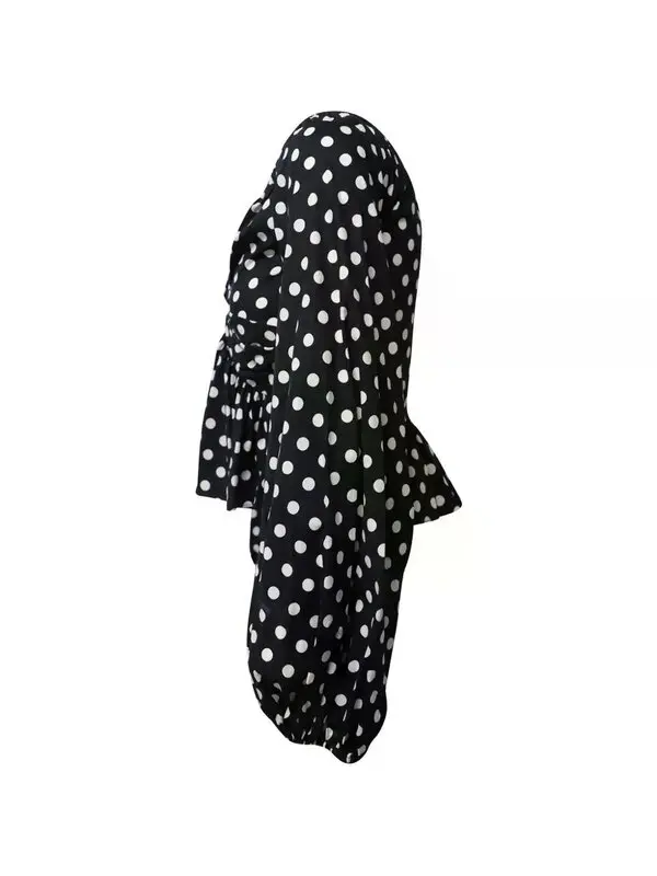 Caroline Constas Polka Dot V-neck Blouse