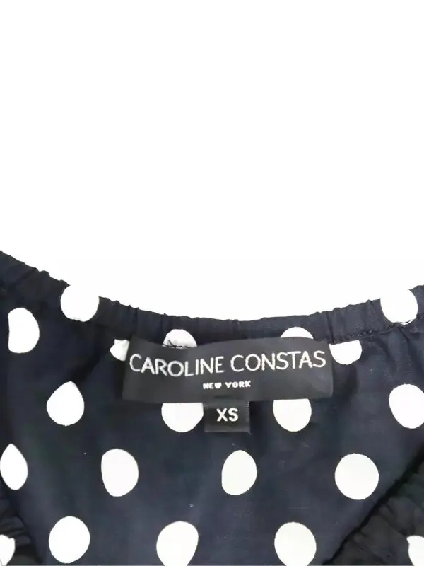 Caroline Constas Polka Dot V-neck Blouse