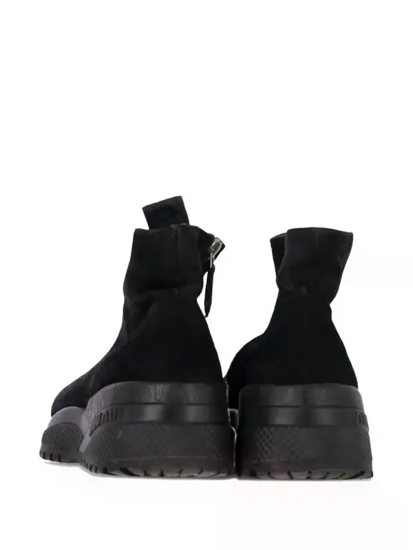 Miu Miu Zip Up Suede Ankle Boots With Platform Sole
