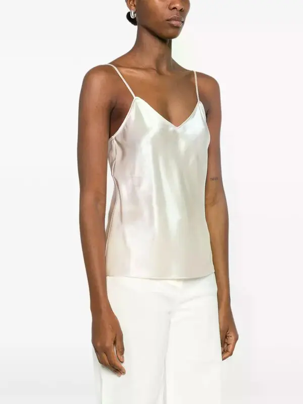 Alberta Ferretti V-neck Spaghetti Strap Blouse - Neutrals