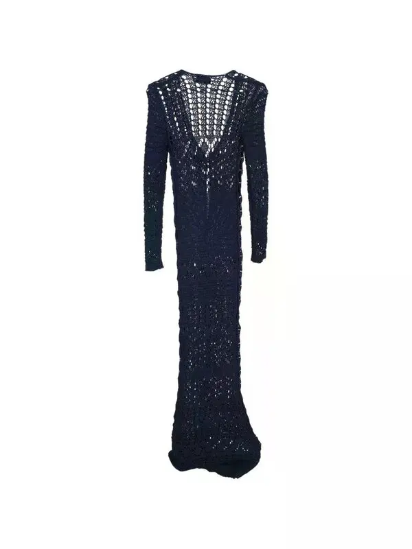 Emilio Pucci Crochet V-neck Long Sleeve Maxi Dress