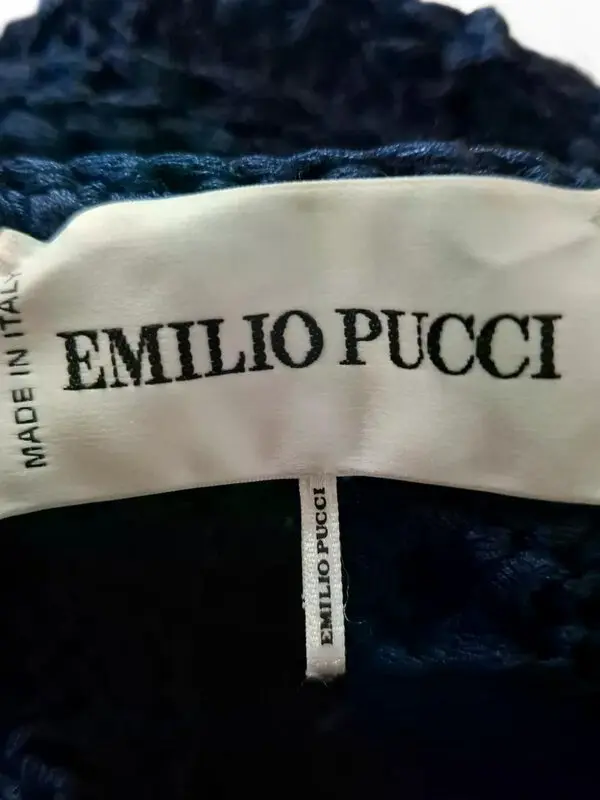Emilio Pucci Crochet V-neck Long Sleeve Maxi Dress