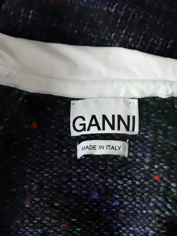 GANNI Cable-knit Poplin Collar Cardigan