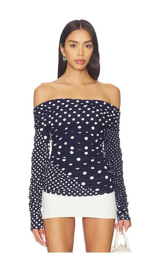 SWF Off Shoulder Wrap Top - Navy