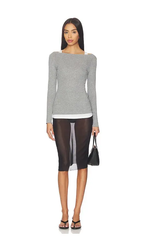 AYA MUSE Boatneck Long Sleeve Tee - Grey