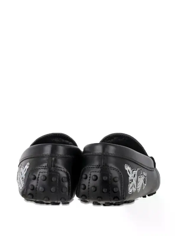 TOD'S Flower Embroidered Leather Loafers